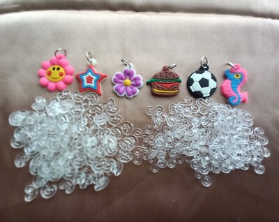 50-200 S & C clips Plastic Loom Bands Rubber Charms Refill Kit DIY Ring ...
