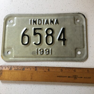 1991 91 INDIANA IN 6584 MOTORCYCLE MC LICENSE PLATE NICE TAG | eBay