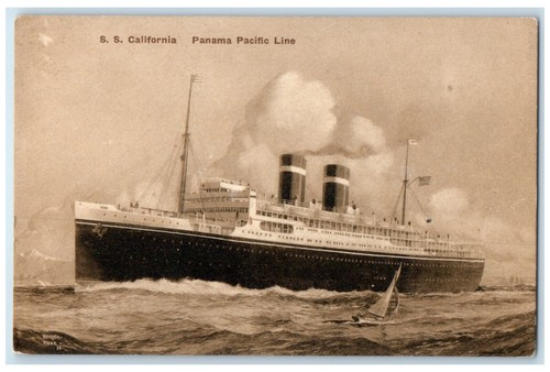 c1920's S.S. California Steamer Panama Pacific Line Antique Unposted ...