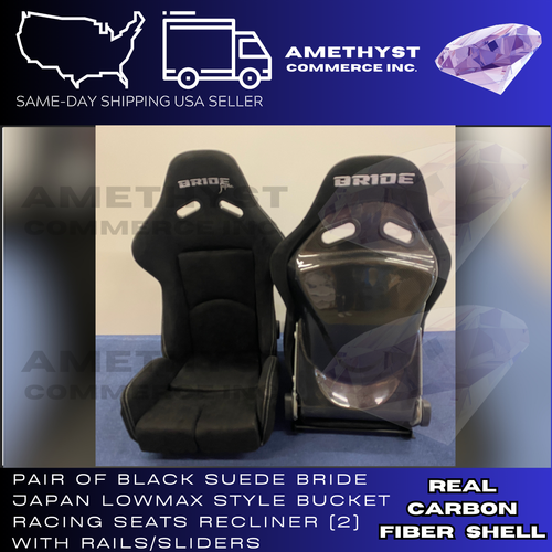 Pair 2 BRIDE Seats Racing Seat Black Suede JP Adjustable REAL CARBON ...