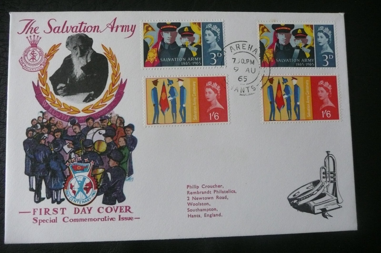 1975 GB SALVATION ARMY FDC WITH PHOSPHOR AND NON-PHOS. PAIRS SCARCE ...