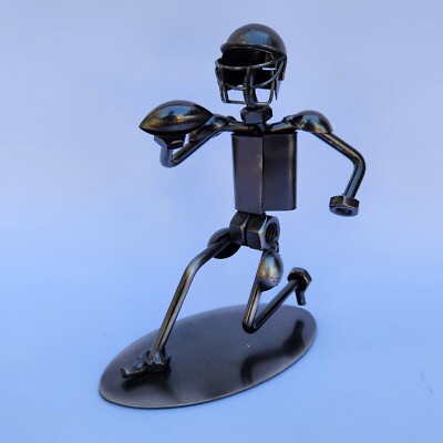 Scrap Metal Sculpture Nuts & Bolts Welded Football Player Figurine 6 ...