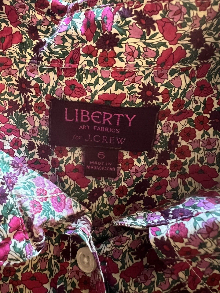 J Crew Liberty London Slim Perfect Shirt Floral Fuschia Size 6. d655 | eBay