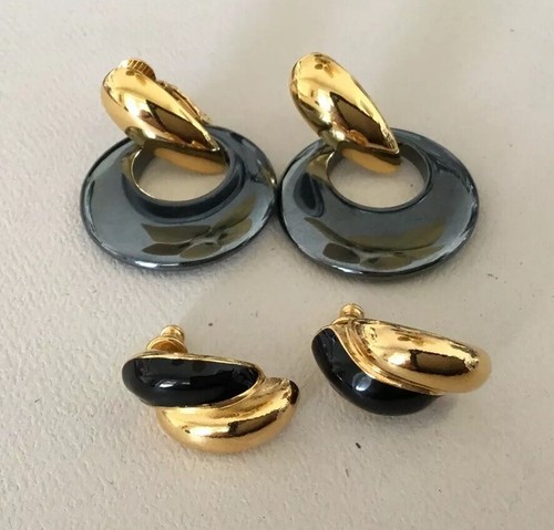 Lot Of Two Vintage Gold Tone Post & Omega Back Earrings | eBay