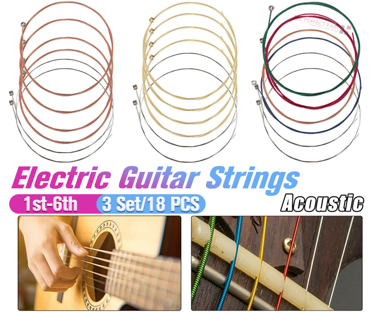 3 Sets of 6 Guitar Strings Replacement Steel String For Acoustic Guitar ...