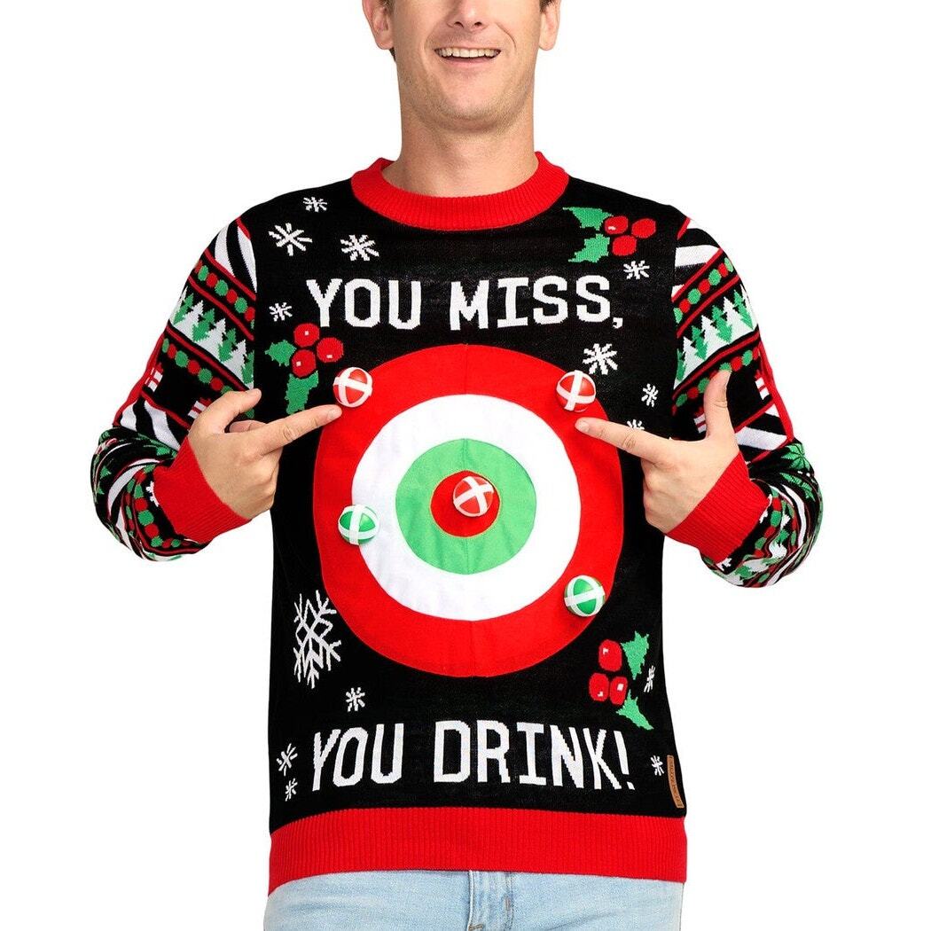 Tipsy Elves Men’s Drinking Game Ugly Christmas Sweate… - Gem