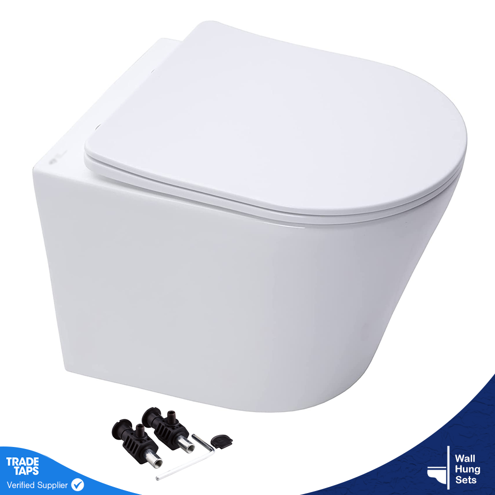Rimless ECO Wall Hung Toilet Pan, Seat & 1.12m Concealed Cistern Frame ...