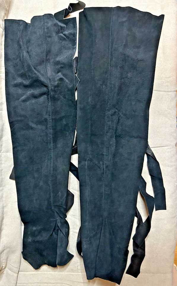 Strumpets by Elizabeth Melinek Spats Black Suede Fringe | eBay