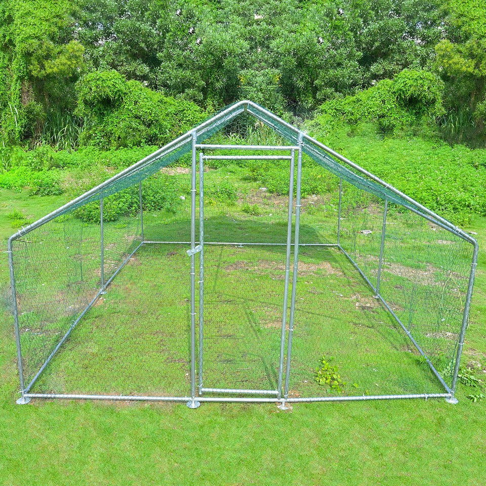 Chicken Coop Metal Heavy Duty Walk-in Chicken Run Pen with Waterproof ...