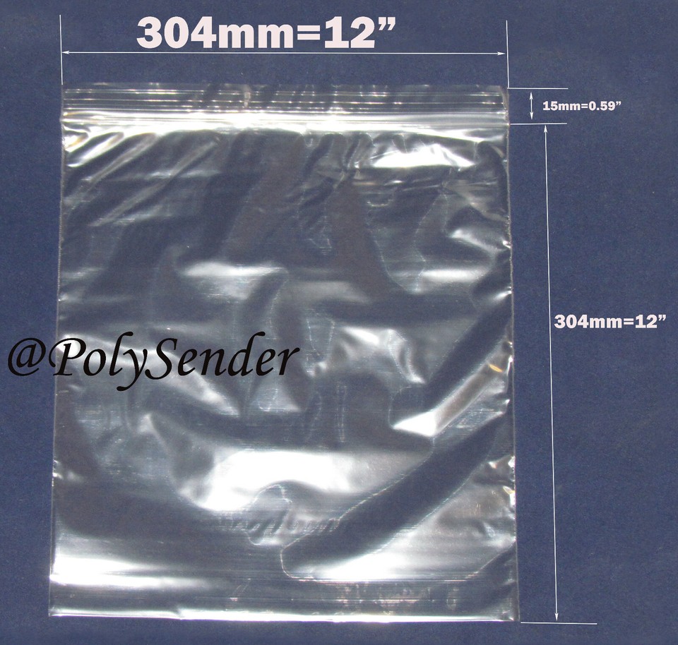 100 Reclosable 12" x 12" Zip Bags Clear 2Mil Poly Plastic Lock able 2 ...