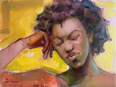 Original Oil Portrait Young African American Black Woman Signed ...
