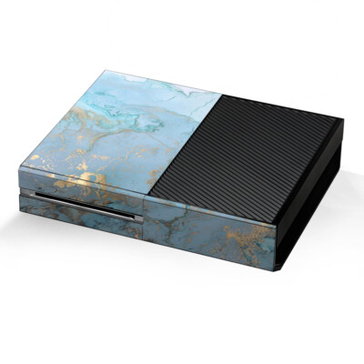 Xbox One Console Skins Decal Wrap ONLY - Teal Blue Gold White Marble ...