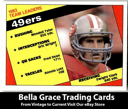 1984 Topps Dwight Clark #349 San Francisco 49ers NFL Football Team ...