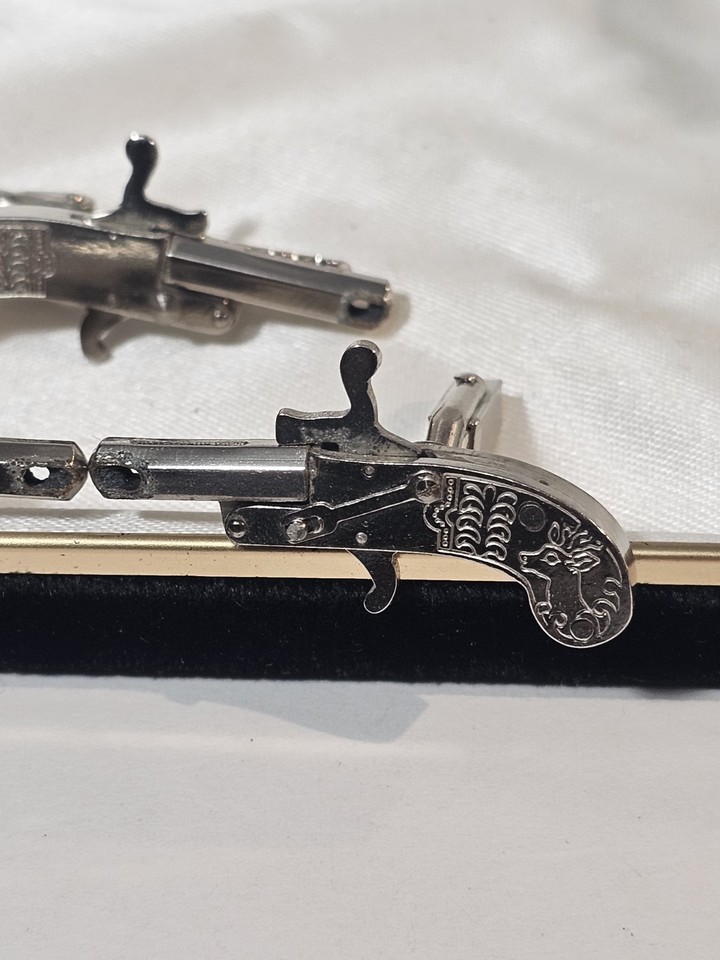 Vintage Miniature Toy Cap Gun 2MM Pinfire Pistol Austria CUFF LINKS and ...