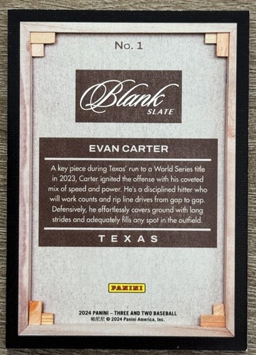 Evan Carter 2024 Panini Three & Two Baseball Blank Slate Case Hit SSP ...