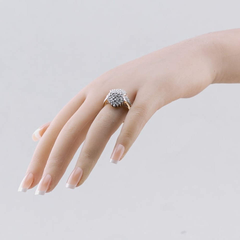 Second Hand 9ct Yellow Gold 1.00ct Diamond Large Cluster Ring 41482219 ...