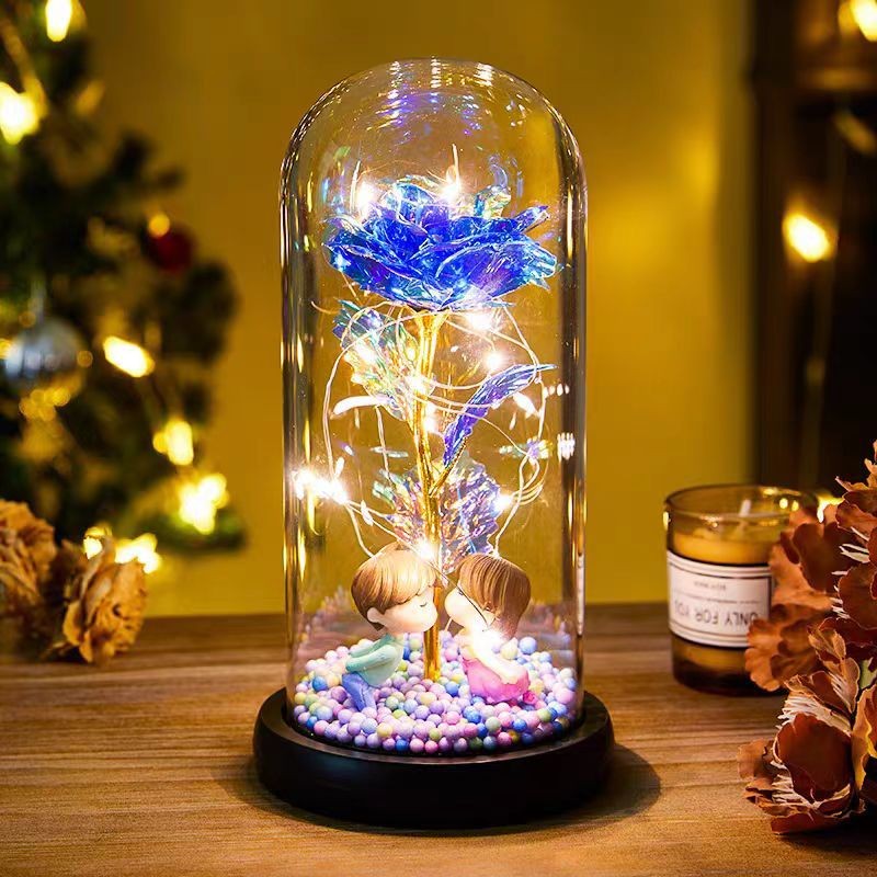 Eternal Rose LED Light Foil Flower In Glass Cover Night Lights ...