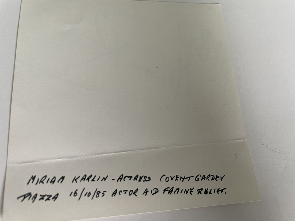 MIRIAM KARLIN HAND SIGNED PIECE OF PAPER 1985 ACTRESS A CLOCKWORK ...