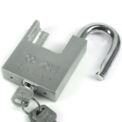 60mm PROTECTED SHACKLE PADLOCK Heavy Duty Steel Lock Garage Storage & 3 ...