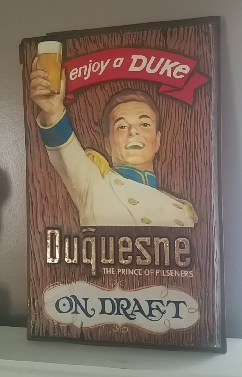 VTG DUSQUESNE the Prince of Pilsners DUKE BEER on Draft 3D plastic sign ...