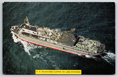 SS Milwaukee Clipper On Lake Michigan EC Kropp Great Lakes Ship Liner ...