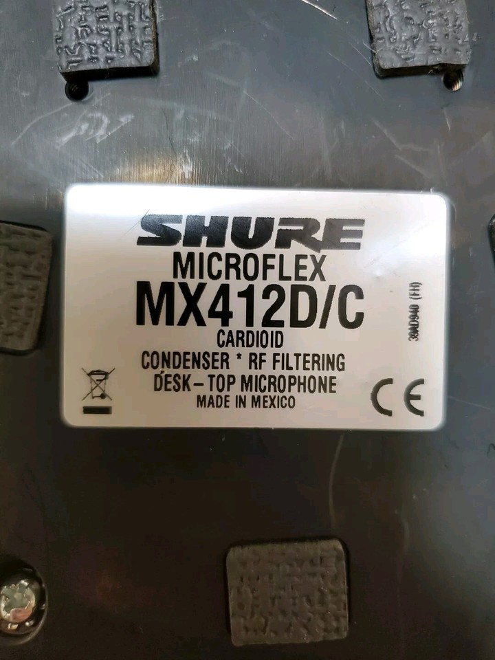 Shure MX412D/C 12" Microflex Gooseneck Mic Cardioid Microphone D/C XLR ...