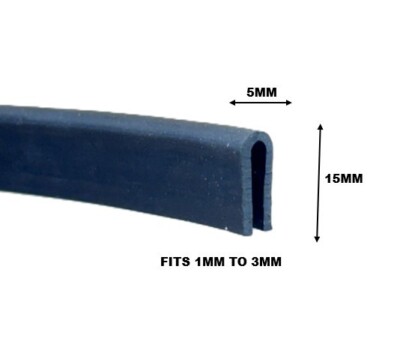 Medium BLACK Rubber U Channel Edging Trim Seal 1mm - 3mm | eBay UK