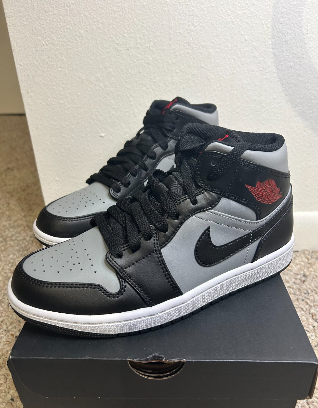 Air Jordan 1 Mid Shadow Red Black Men's & GS - Brand New - 554724-096/ ...