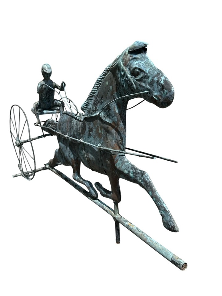 OLD COPPER "SULKY DRIVER & HORSE" WEATHERVANE | eBay