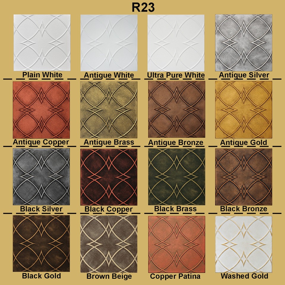 ANTIQUE PAINTED STYROFOAM TIN LOOK CEILING TILES 20x20 DIFFERENT COLORS ...