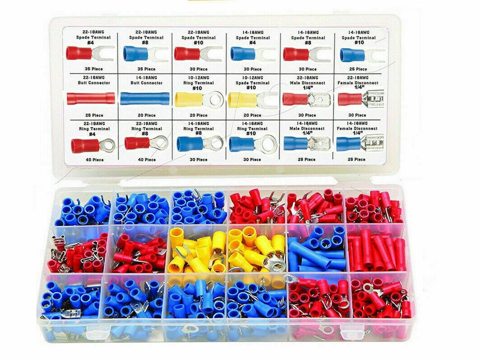 520pcs Assorted Insulated Electrical Wire Terminals Connectors Crimp ...