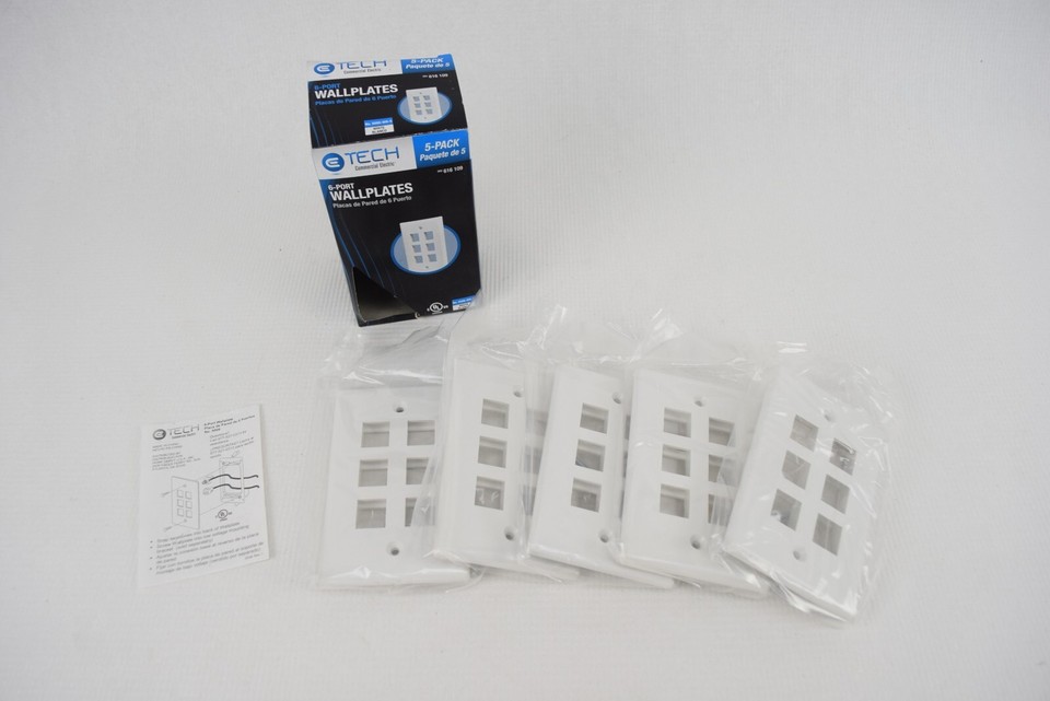CE Tech 5006-WH-5 6 Port Wallplates Keystone CAT5 CAT6 Wall Cover | eBay