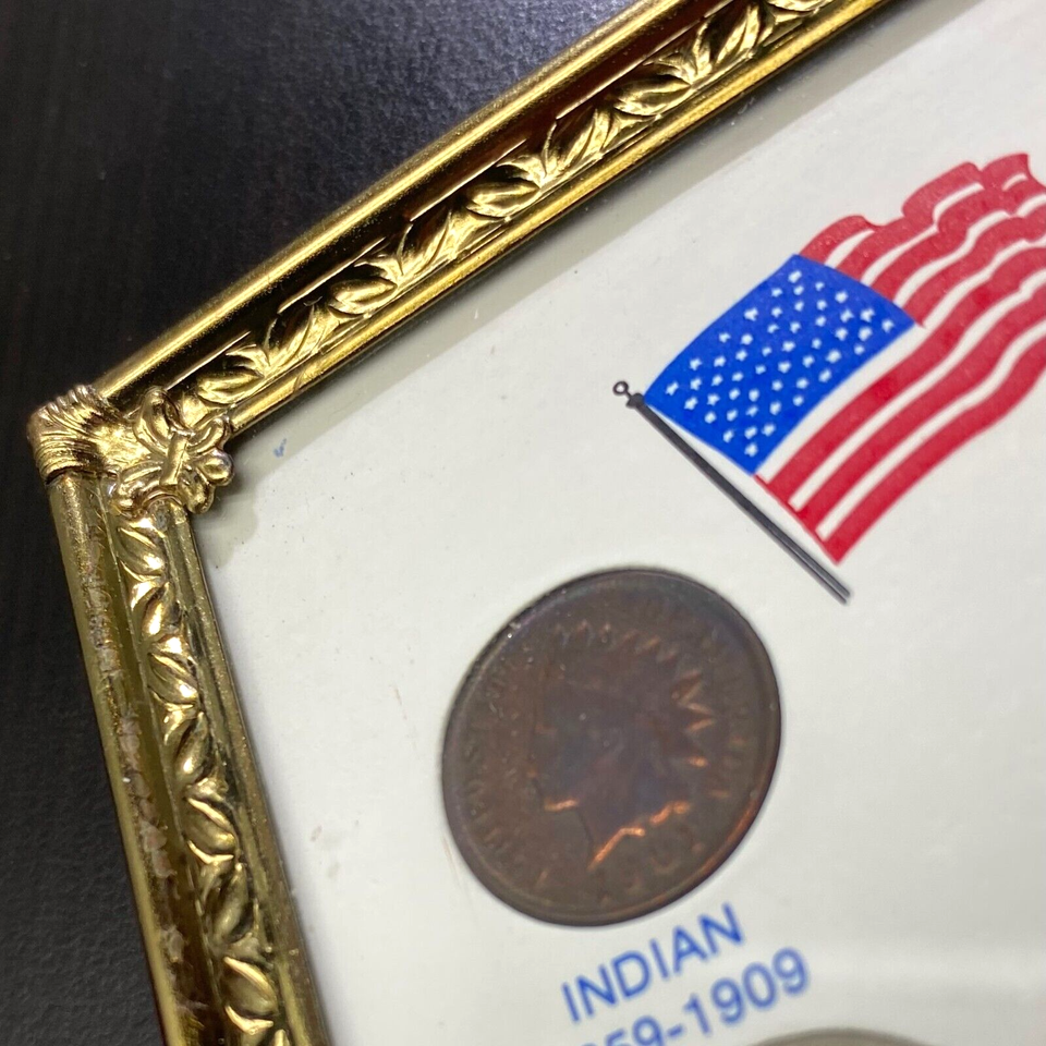 United States 20th Century Type Coins Set in Vintage Decorative Frame ...