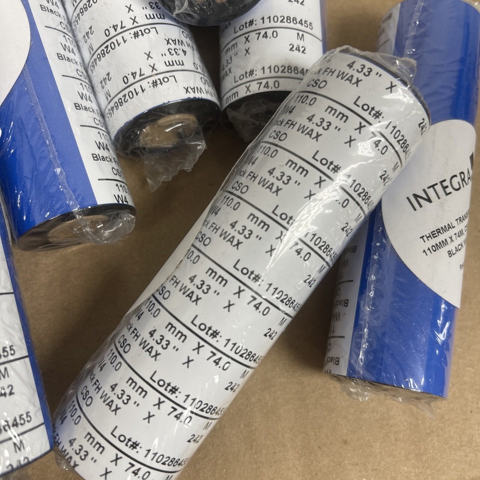 36 Rolls 4.33"x 243'/110mm x 74m Black CSO Wax Thermal Transfer Ribbon ...