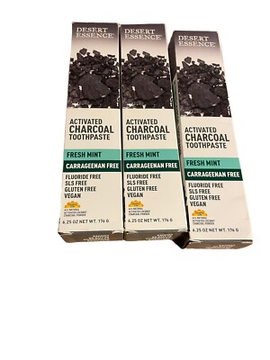 Desert Essence, Activated Charcoal Toothpaste 3 pk, Fresh Mint, 6.25 oz ...