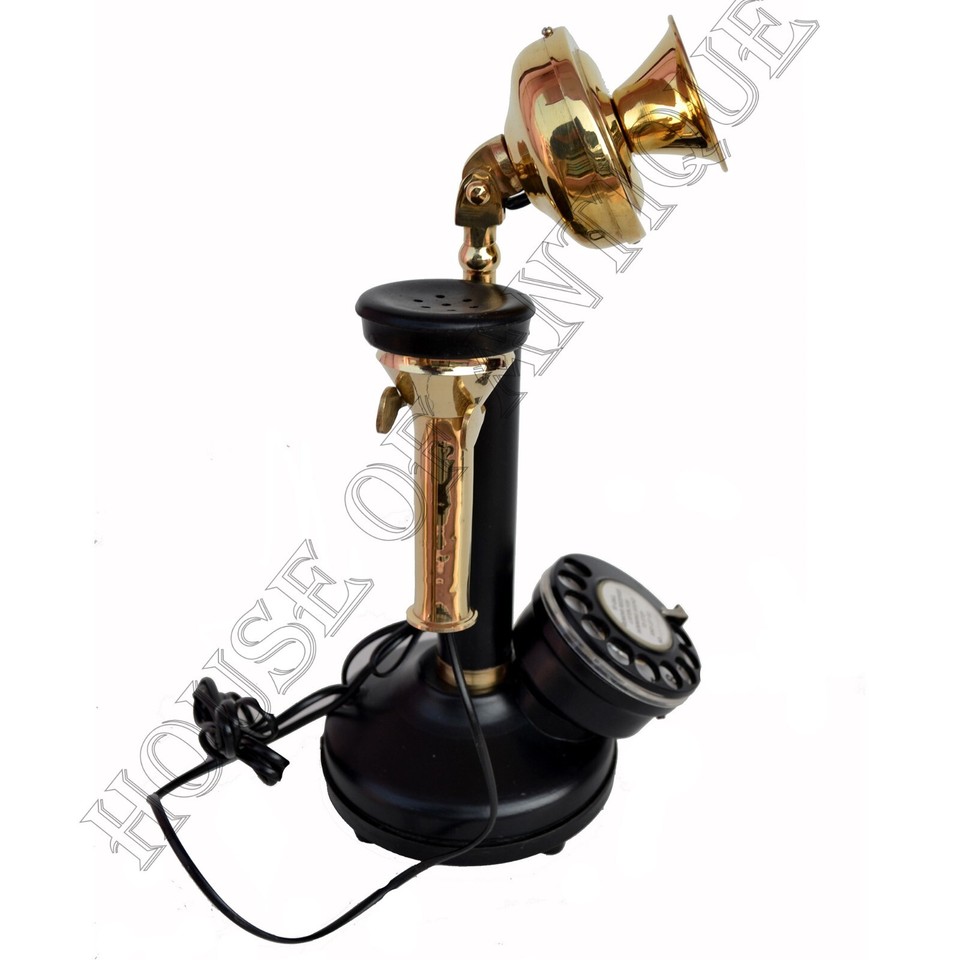 Brass & Iron Candlestick Telephone – Working Antique Replica Retro ...