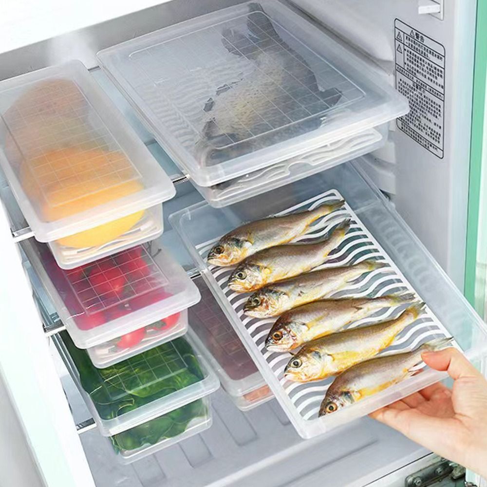 1Pcs Refrigerator Frozen Crisper Box with Lid Fish Meat Storage Box ...