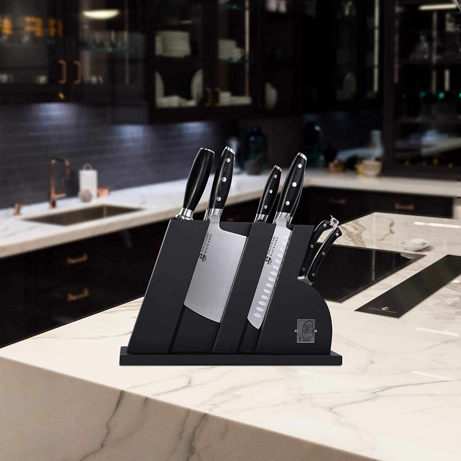 TUO Knife Set - 8 Pcs Kitchen Knife Set with Wooden Block, German HC ...