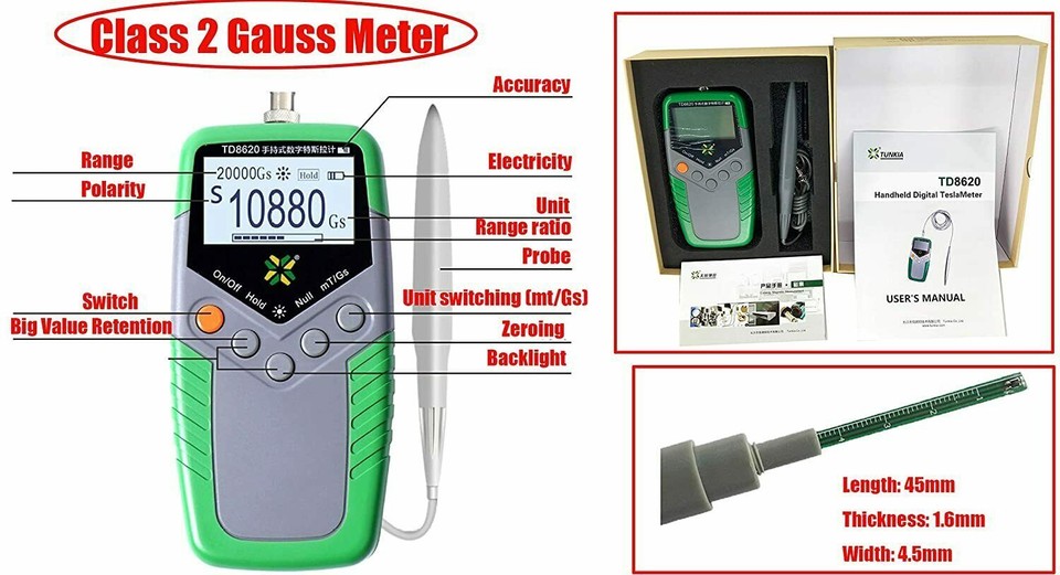 Handheld Tesla Meter Teslameter Gauss Meter Surface Magnetic Field ...