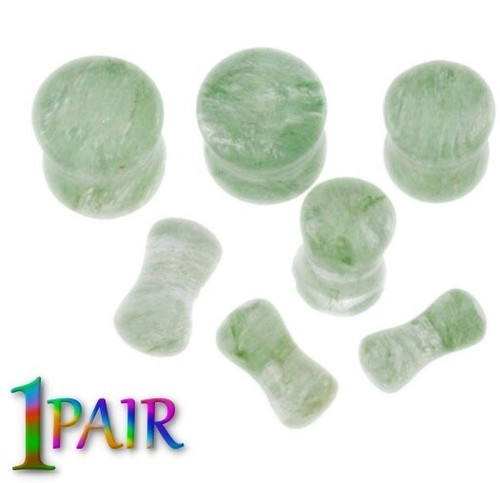 Pair 8g-1" MOSS SPRING MURANO GLASS PLUGS Double Flare Gauges Organic ...