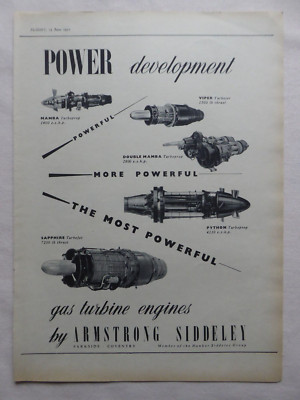 6/1951 PUB ARMSTRONG SIDDELEY SAPPHIRE MAMBA VIPER PYTHON GAS TURBINE ...