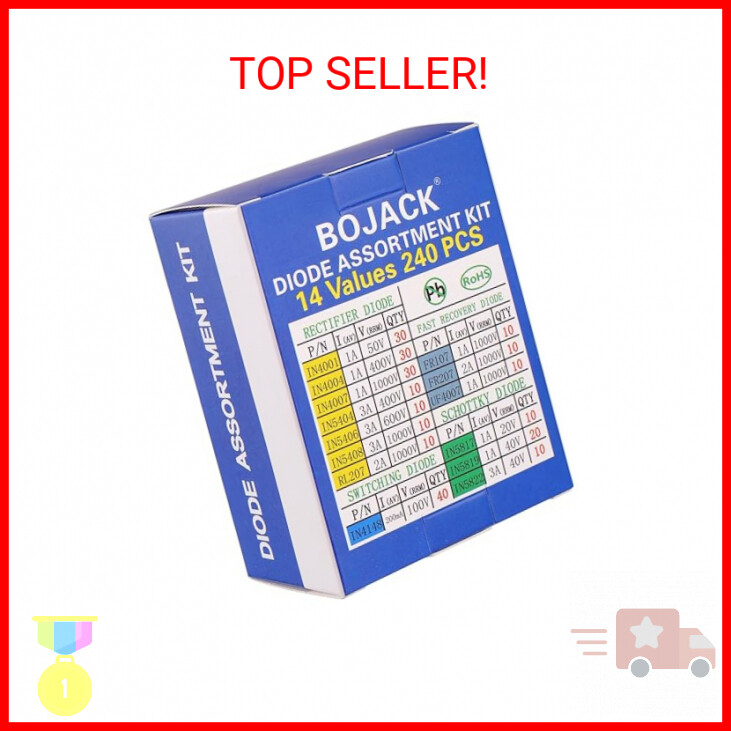 BOJACK 14 Value 240 pcs Diode Assortment Kit Contain Rectifier/Fast ...