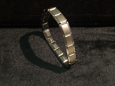 D'linQ 9mm Stainless Steel 18 Link Italian Charm Starter Bracelet Matte ...