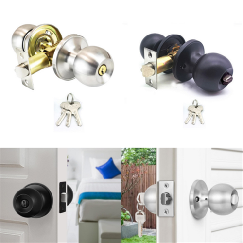 Home Entry Lever Round Handle Door Lock Set Bathroom Entrance Passage ...