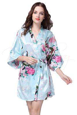 Blue Floral Short Robe | eBay