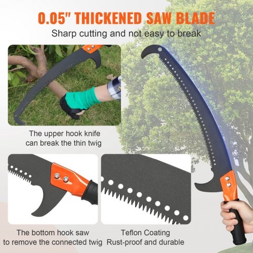 Manual Pole Saw, 7.3-27 ft Extendable Tree Pruner, Sharp Steel Blade ...