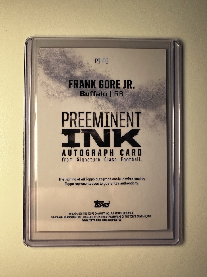 2025 Topps Signature Class - Frank Gore Jr. Preeminent Ink Auto PI-FG ...
