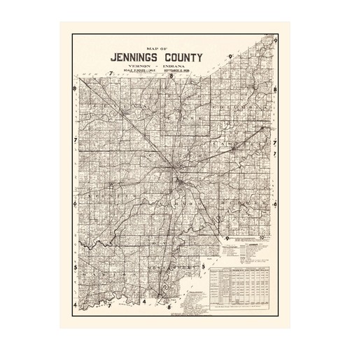Old Map of Jennings County, IN 1935 - Vintage Indiana Art | eBay