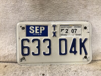 2007 Texas Motorcycle License Plate | eBay