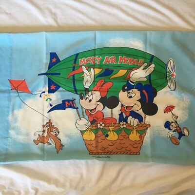 VTG Mickey & Minnie Mouse Air Mobile Pillowcase Jiminy Cricket Chip 'n ...